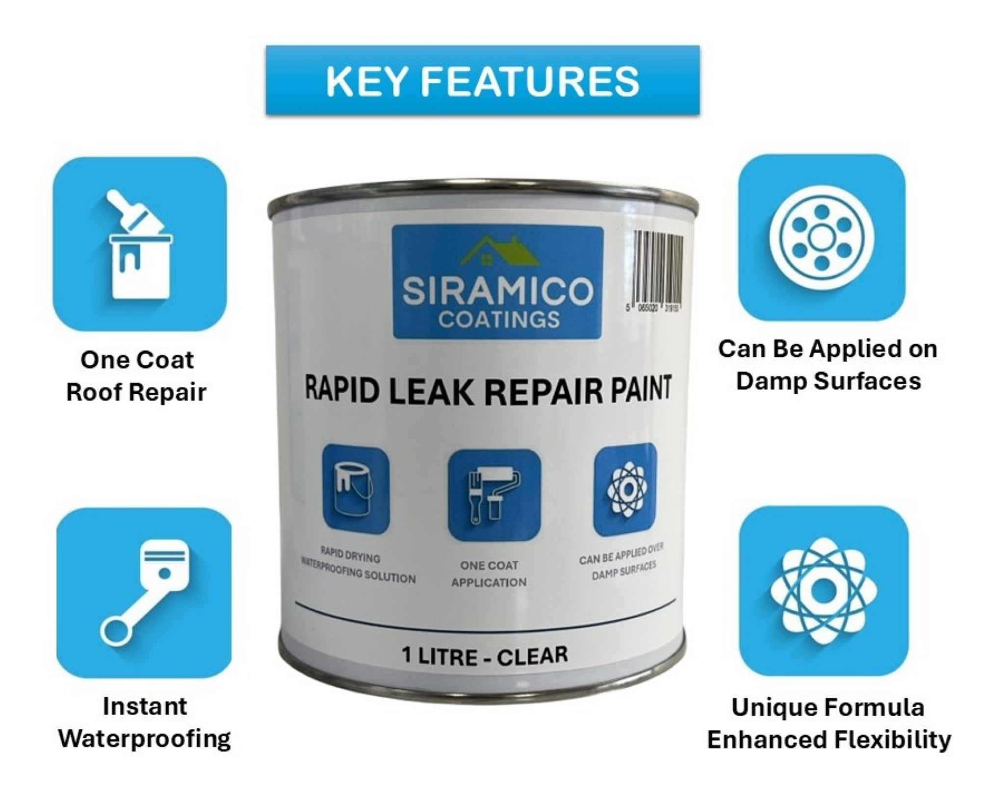 Rapid Leak Repair Paint | Clear - 1 Litre | Siramico Coatings