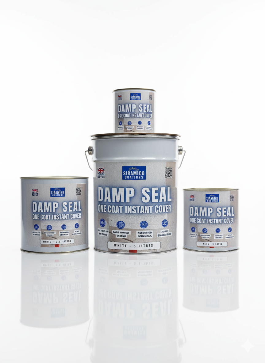 Damp Seal One Coat | 1, 2.5 & 5 Litres - Matt White | Siramico Coating ...